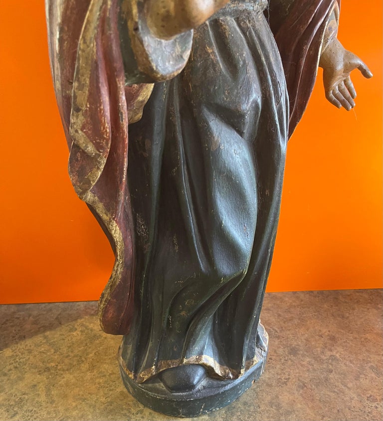 19th Century Large Polychrome Santos Carving For Sale at 1stDibs