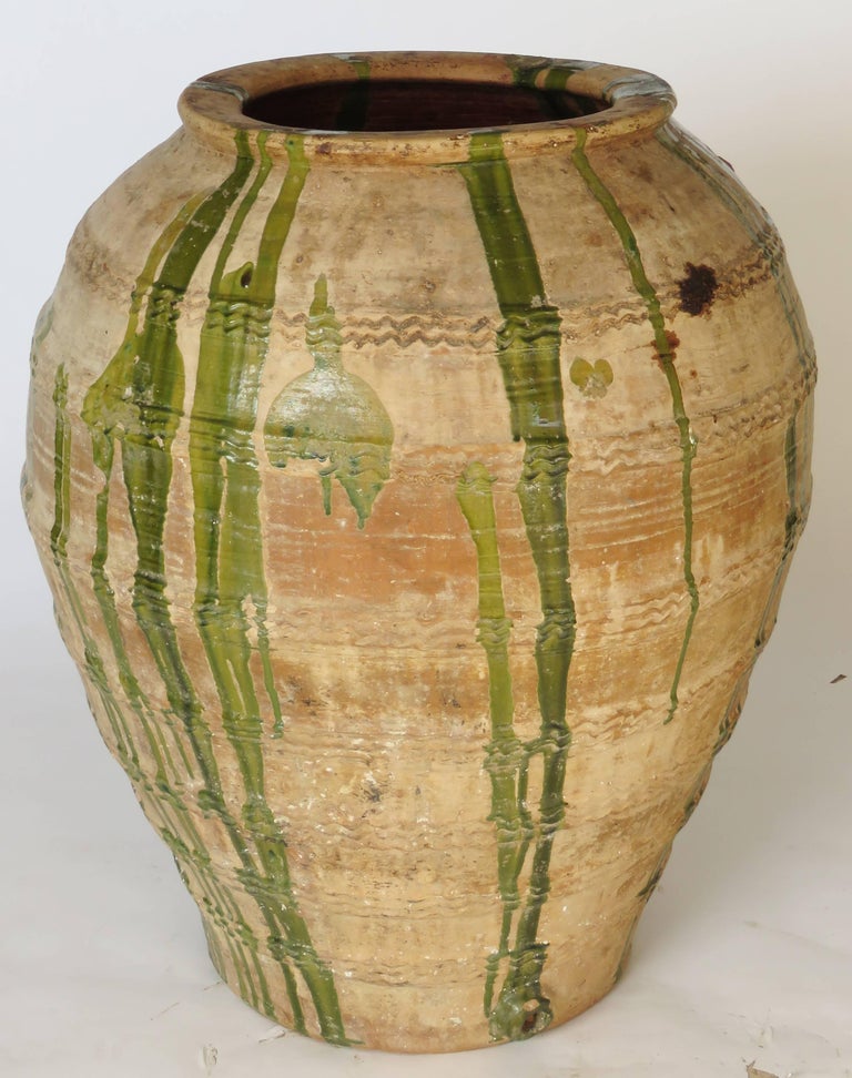 19th Century Large Semi Glazed Ceramic Jar For Sale at 1stDibs