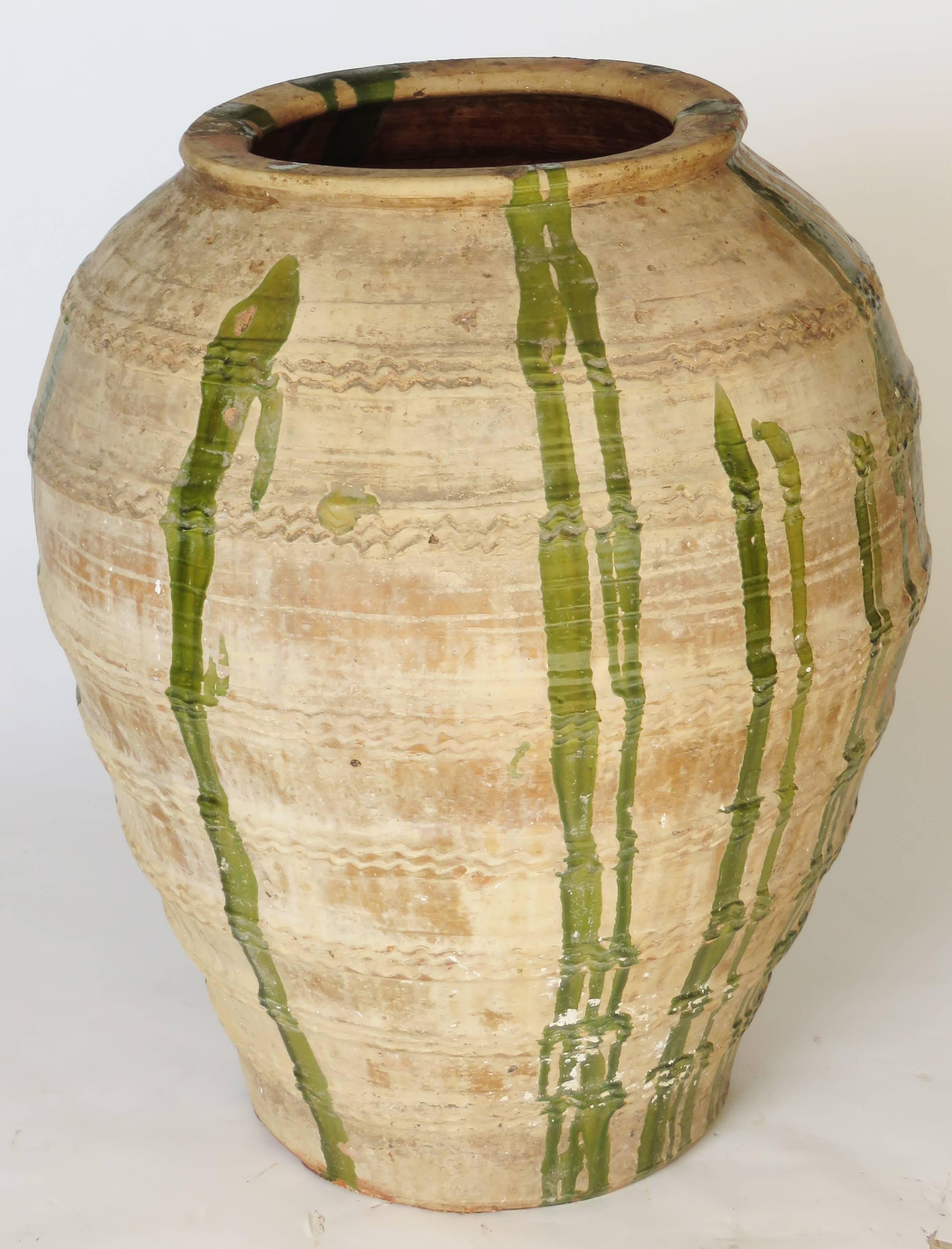 19th Century Large Semi Glazed Ceramic Jar For Sale at 1stDibs
