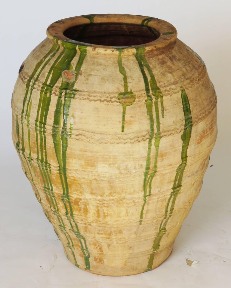 19th Century Large Semi Glazed Ceramic Jar For Sale at 1stDibs