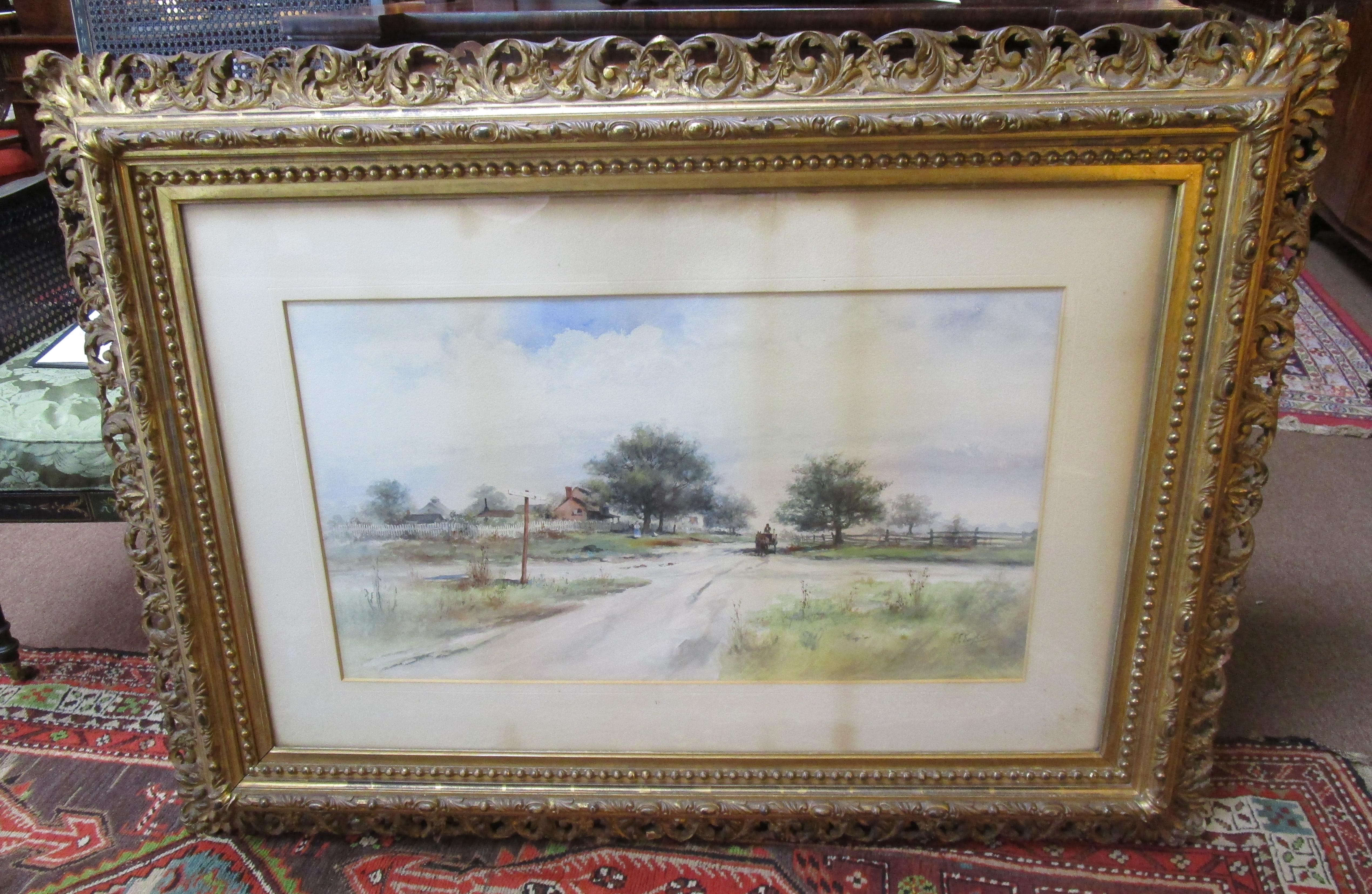 19th Century Large Size Framed Watercolor by American Painter Frank F ...