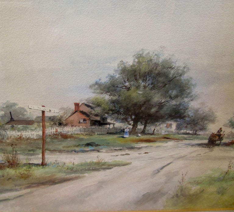 19th Century Large Size Framed Watercolor by American Painter Frank F ...
