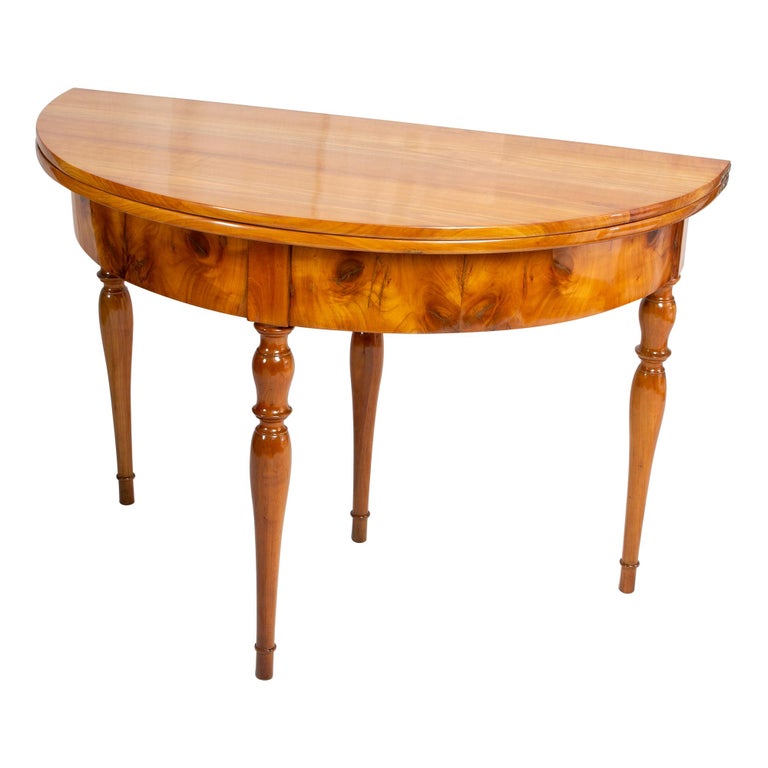 19th Century Late Biedermeier Demi Lune Fold-Out Cherry Table at 1stDibs