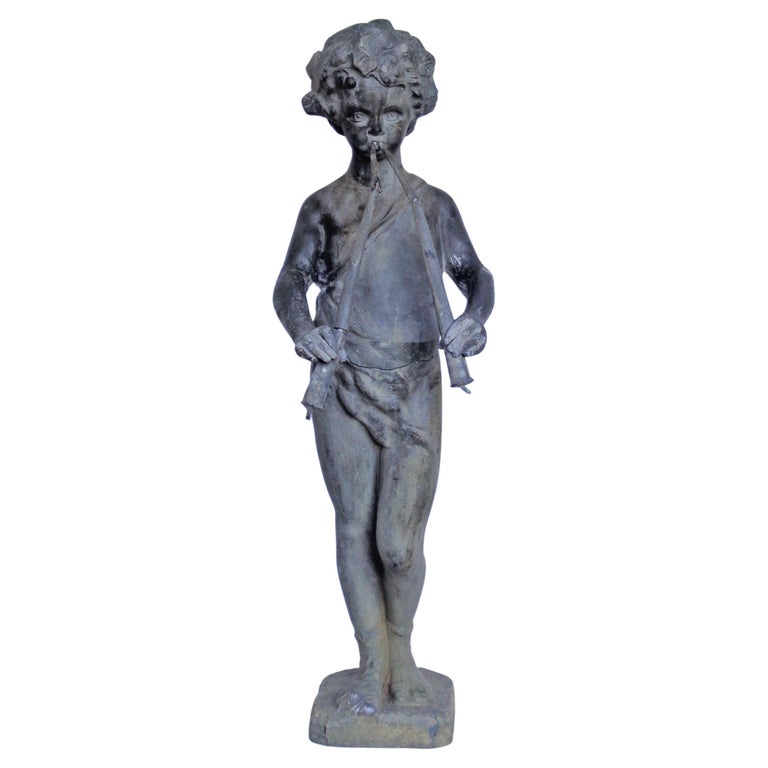 19th Century Lead Garden Fountain Figure of Pan For Sale at 1stDibs