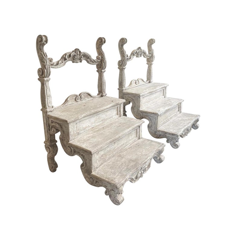 19th Century Light-Grey Italian Antique Pair of Painted Walnut Library ...