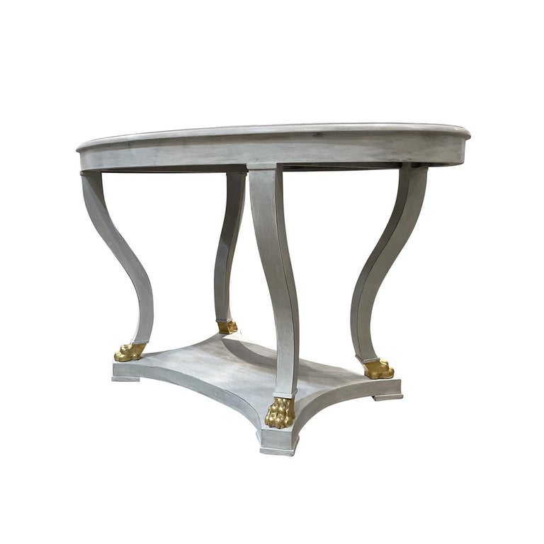 19th Century Light-Grey Swedish Gustavian Oval Pinewood Dining Room ...