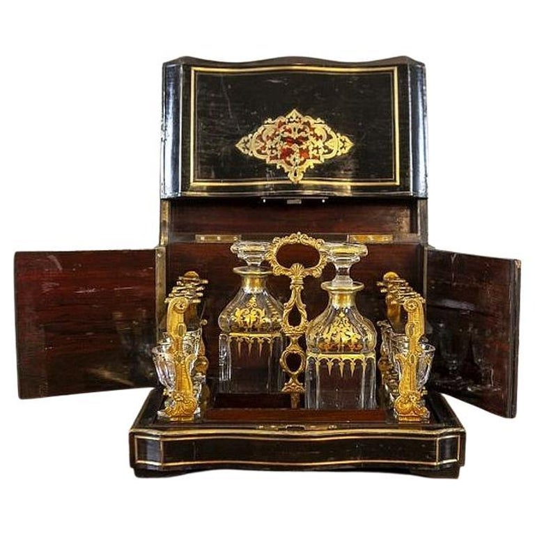 19th-Century Black Rosewood Liquor Case in the Style of Napoleon III ...