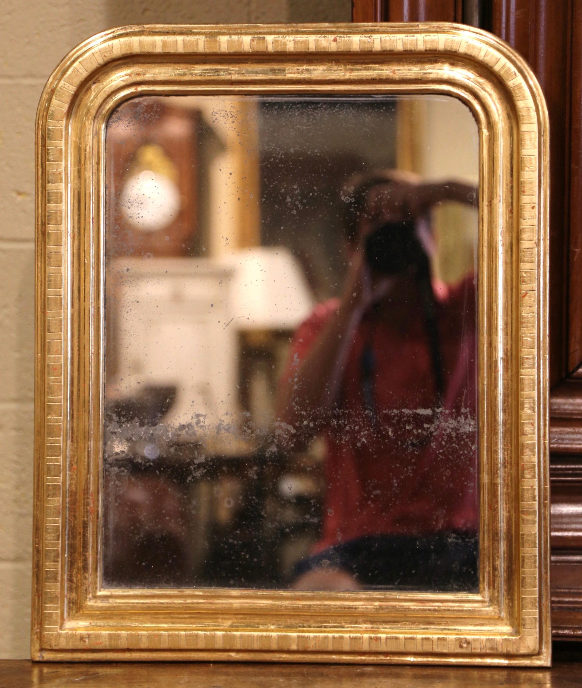 19th Century Louis Philippe Gilt Wood Wall Mirror with Engraved Stripe ...