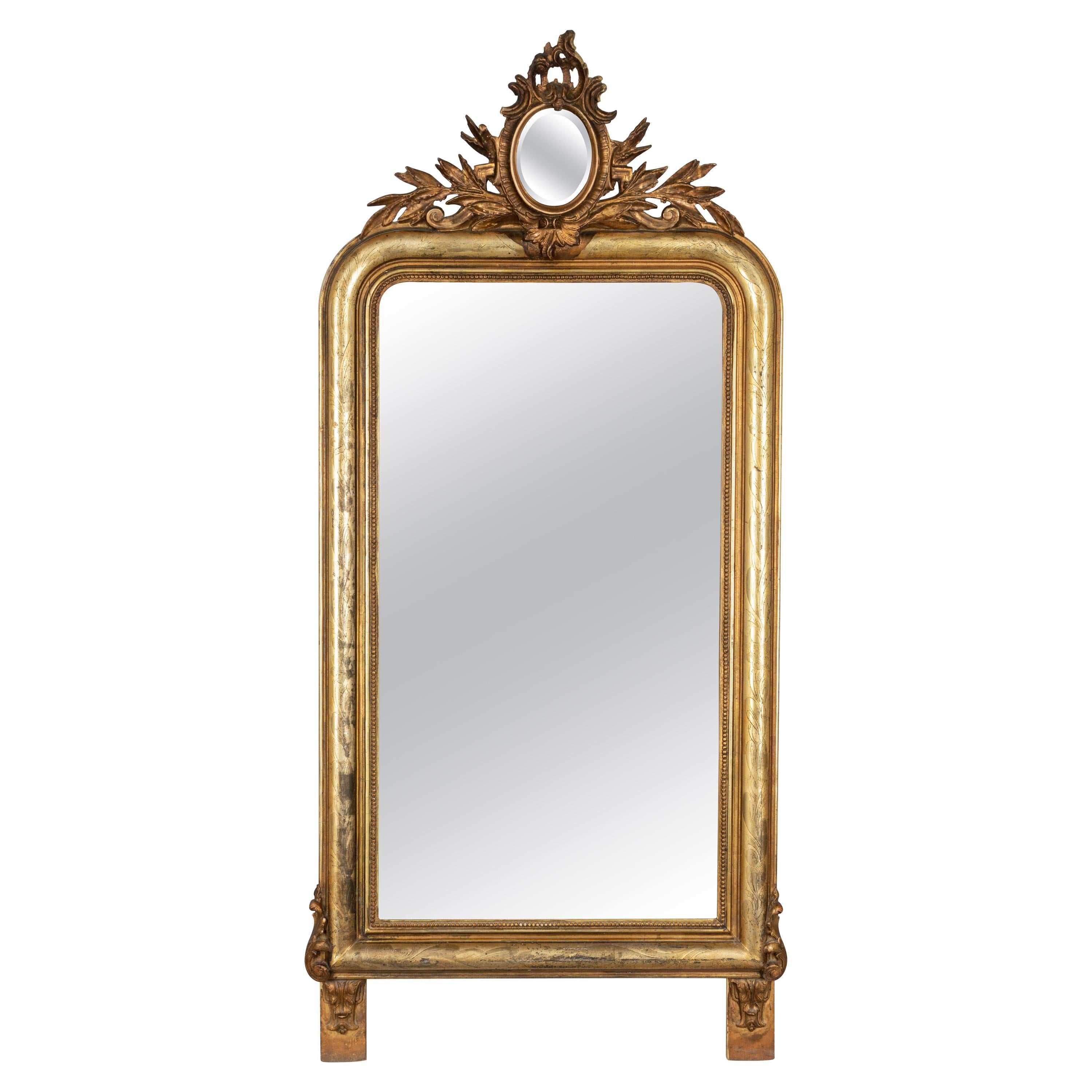 19th Century French Gold Louis Philippe Mirror with Crest For Sale at ...