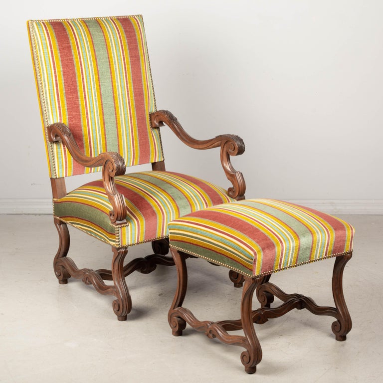 19th Century Louis XIII Style French Armchair and Ottoman For Sale at ...