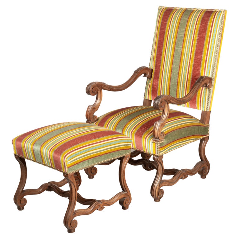 19th Century Louis XIII Style French Armchair and Ottoman For Sale at ...