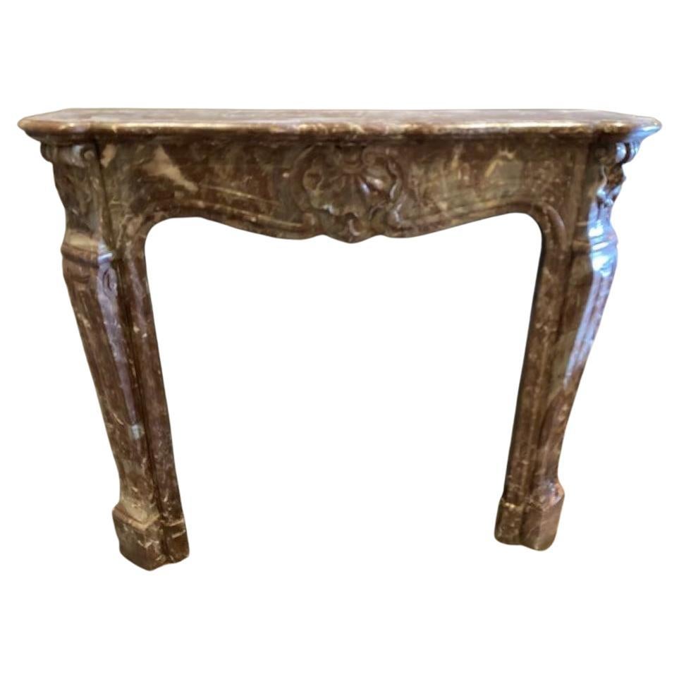 19th Century Louis XV Fireplace in Red Belgian Marble For Sale at 1stDibs