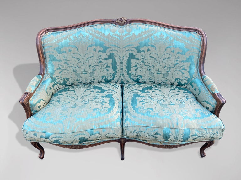 19th Century Louis XV Style Sofa in Silk For Sale at 1stDibs