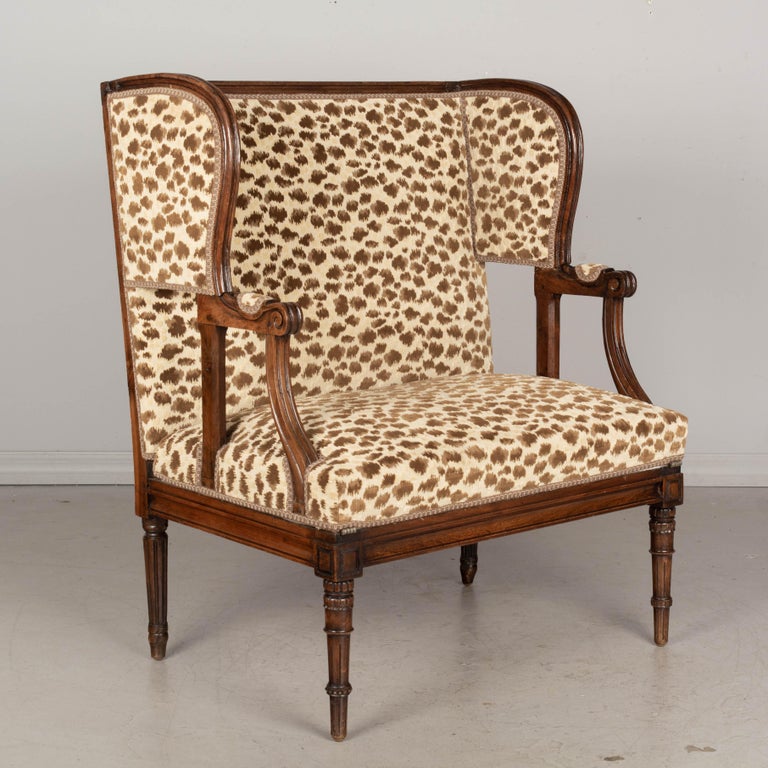 19th Century Louis XVI Convertible Wingback Settee For Sale at 1stDibs