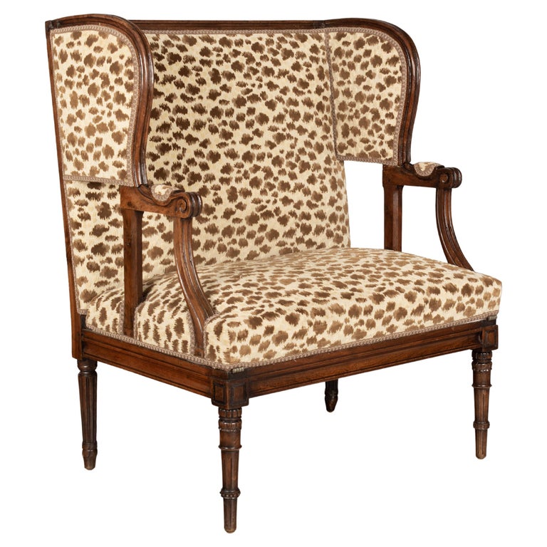 19th Century Louis XVI Convertible Wingback Settee For Sale at 1stDibs