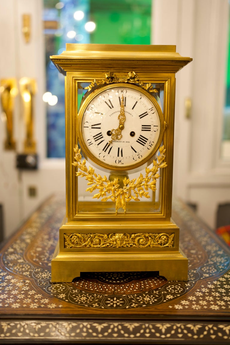 19th Century Louis XVI Style Regulator Gilt Bronze Clock by Ferdinand ...