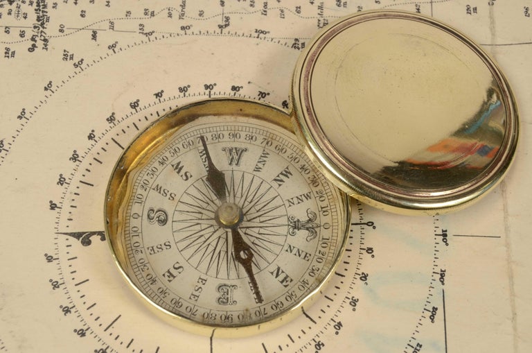 19th Century Magnetic Brass Travel Pocket Compass Antique Scientific ...