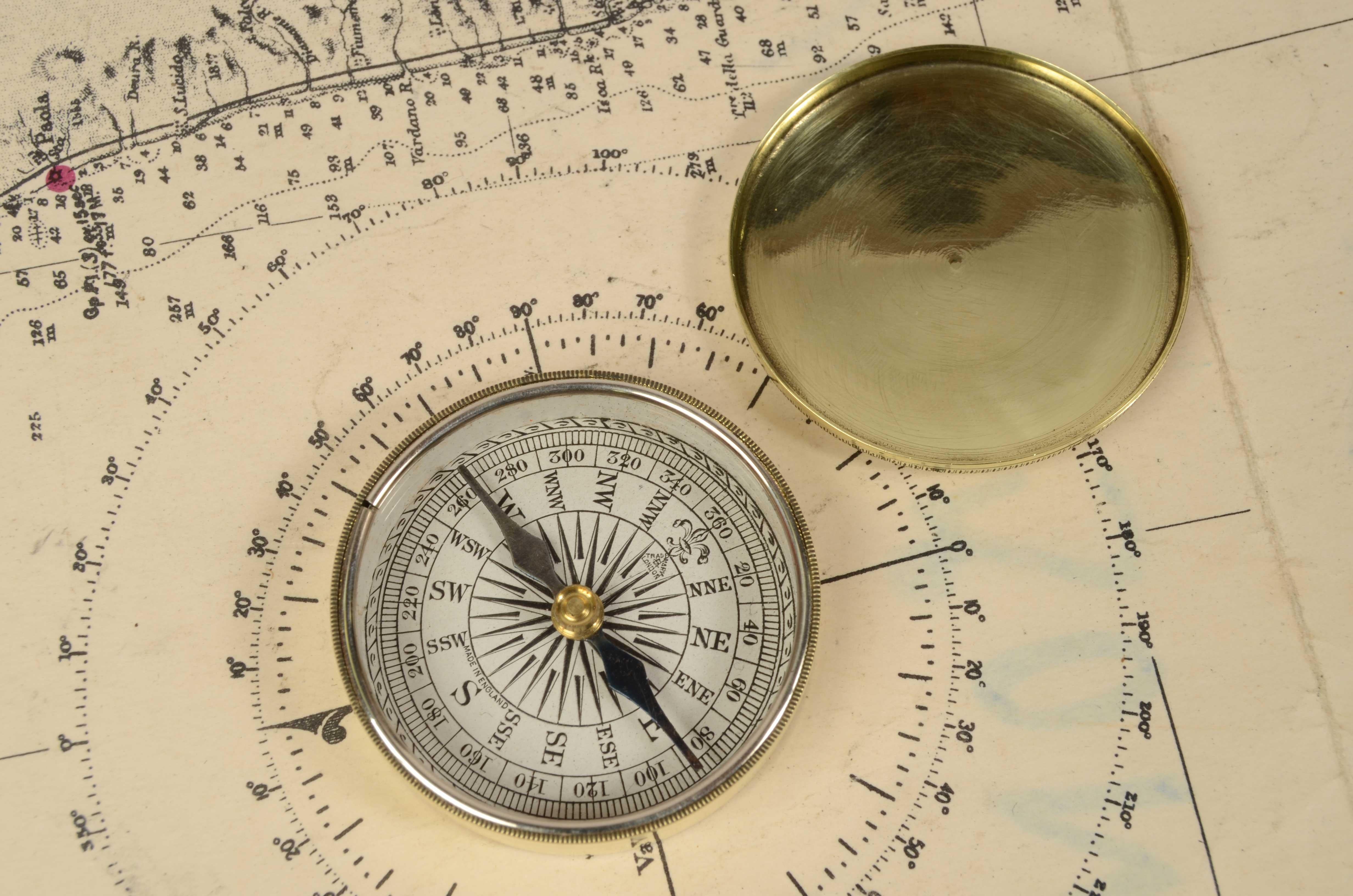 19th Century Magnetic Pocket Compass Antique Measurement Travelling ...