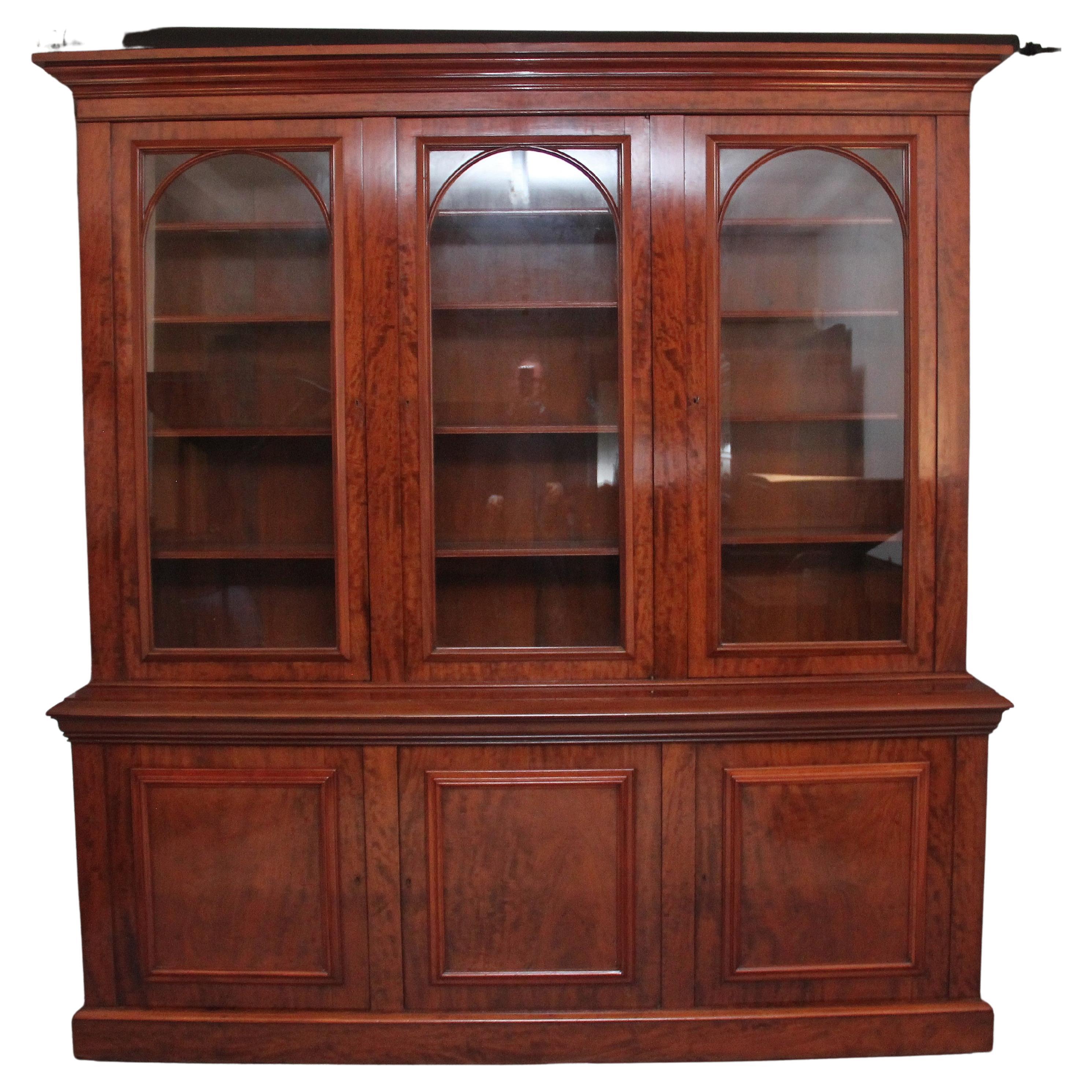 Superb quality early Victorian 19th century flame mahogany breakfront ...