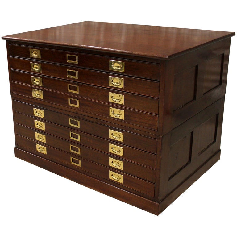 19th Century Mahogany Campaign Map Chest at 1stDibs