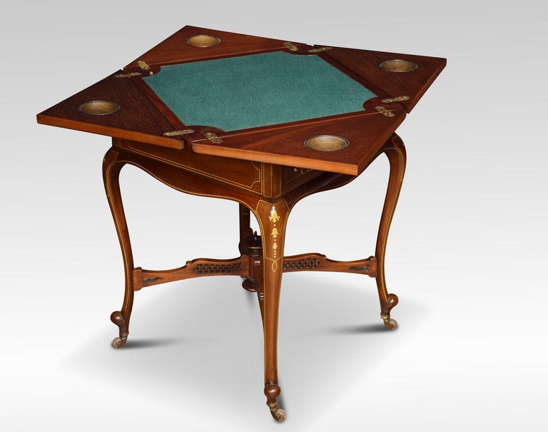 19th Century Mahogany Inlaid Envelope Card Table at 1stDibs