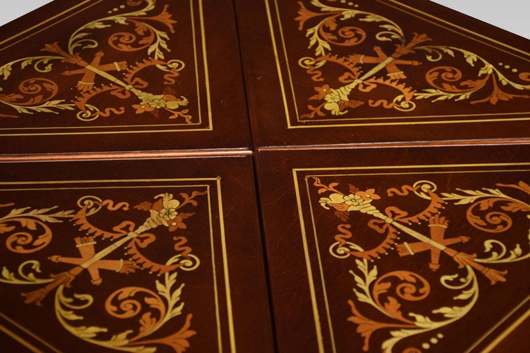 19th Century Mahogany Inlaid Envelope Card Table at 1stDibs