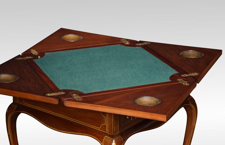 19th Century Mahogany Inlaid Envelope Card Table For Sale at 1stdibs