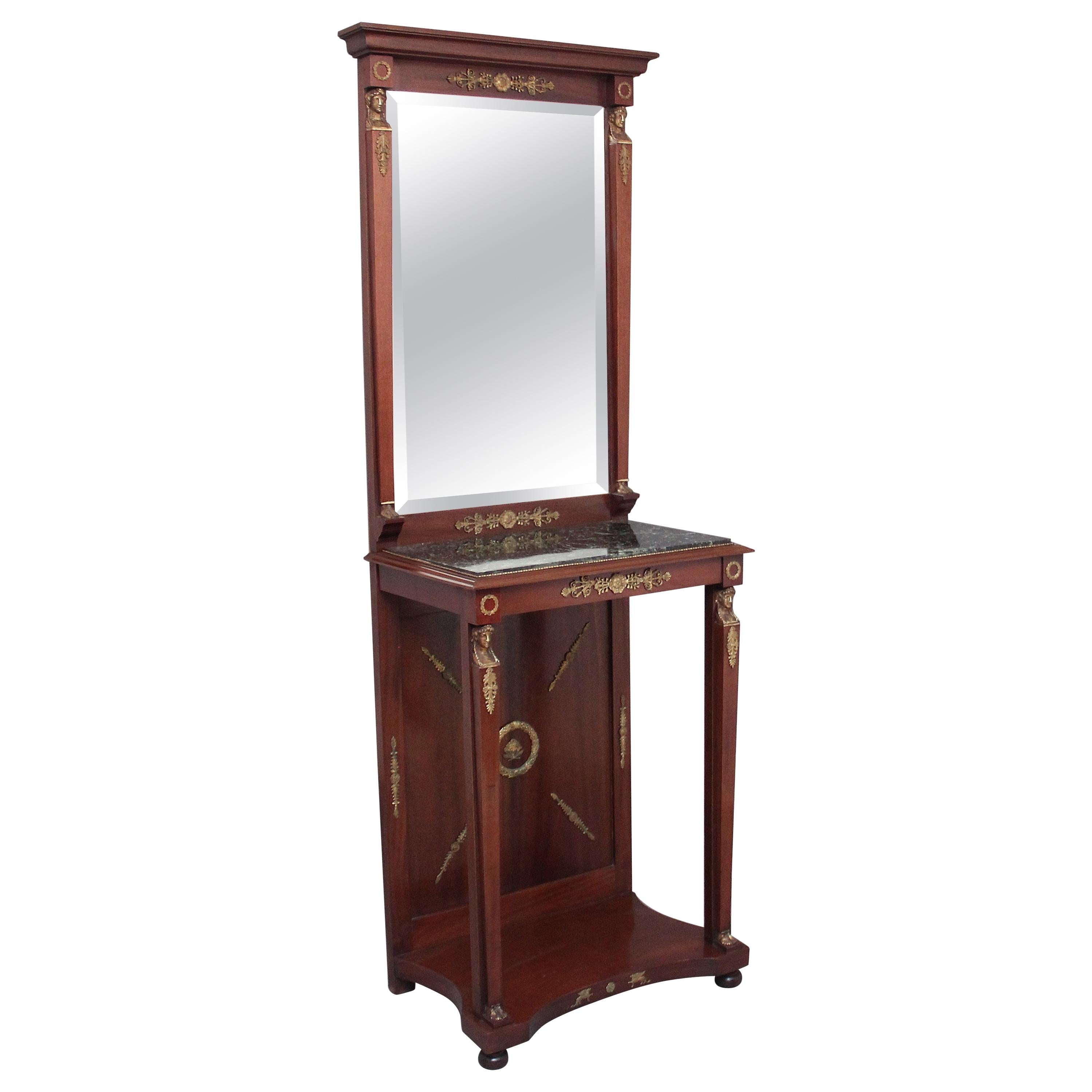 19th Century Mahogany Mirrored Consul Table at 1stDibs