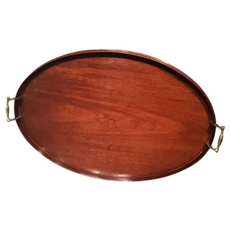19th Century Mahogany Oval Tray For Sale at 1stDibs