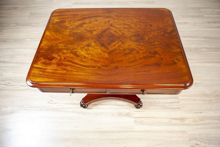 19th-Century Mahogany French-Polished Side Table with Drawers For Sale ...