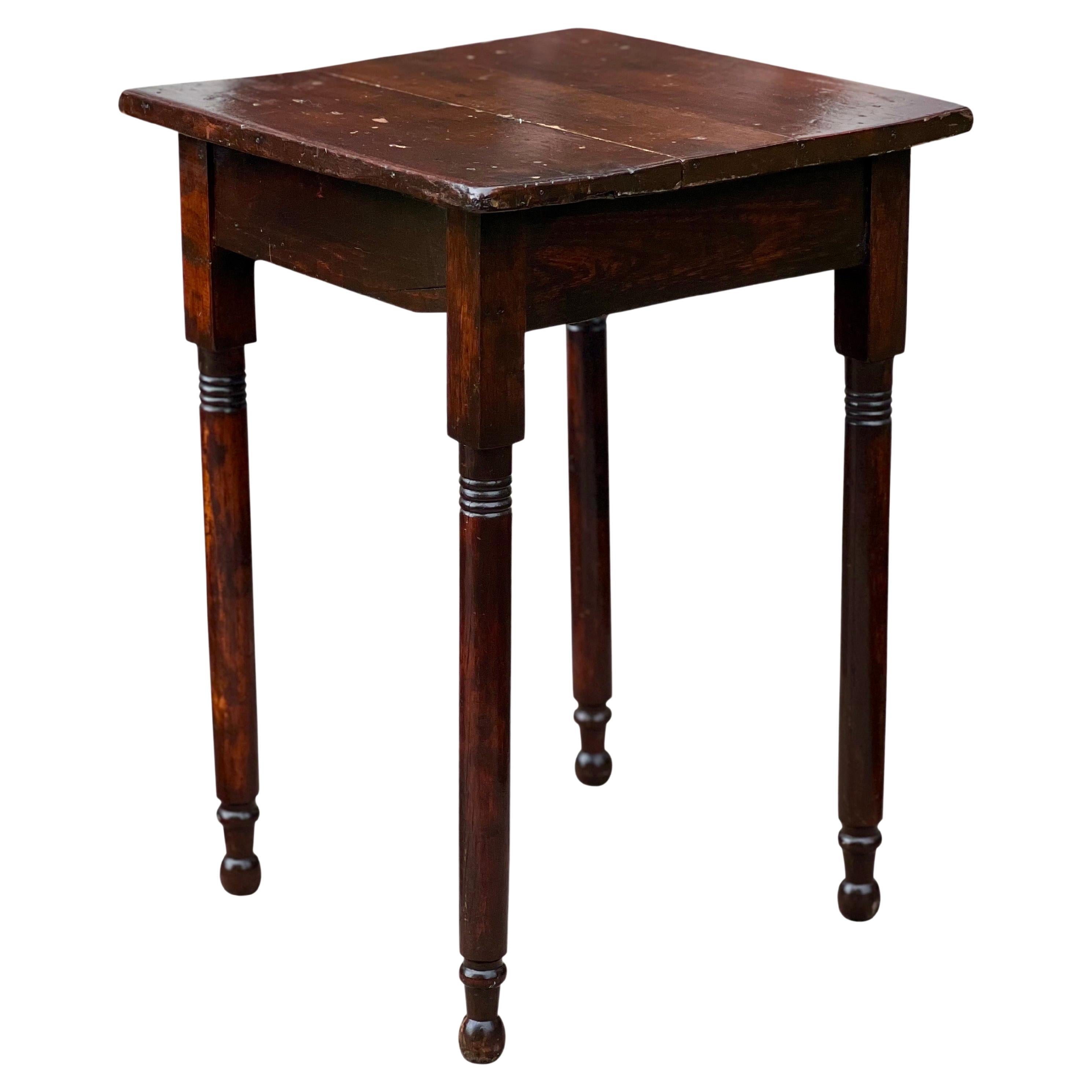 Antique Rustic Black Painted Farmhouse Harvest Work Table For Sale at ...