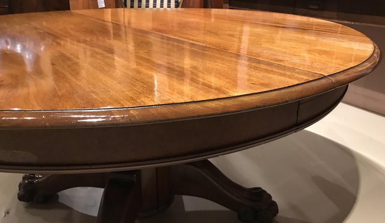 19th Century Mahogany Split Pedestal Round Dining Table with Splendid ...