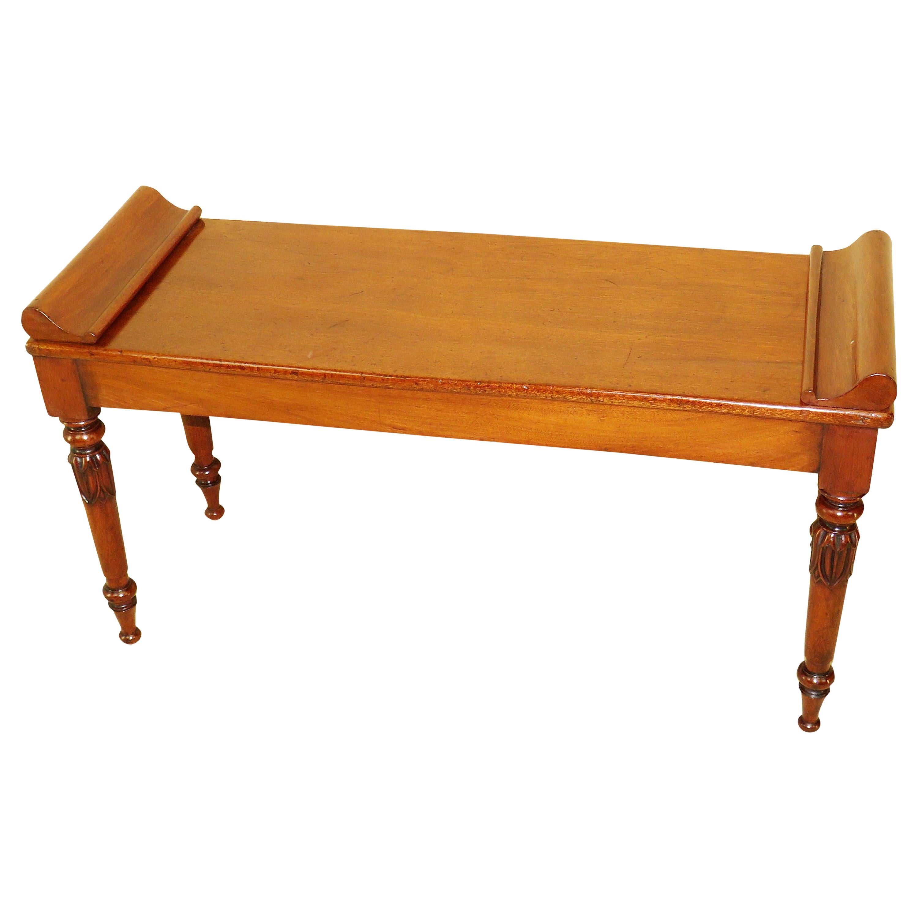 19th Century Irish, Mahogany Long Seat Bench at 1stDibs