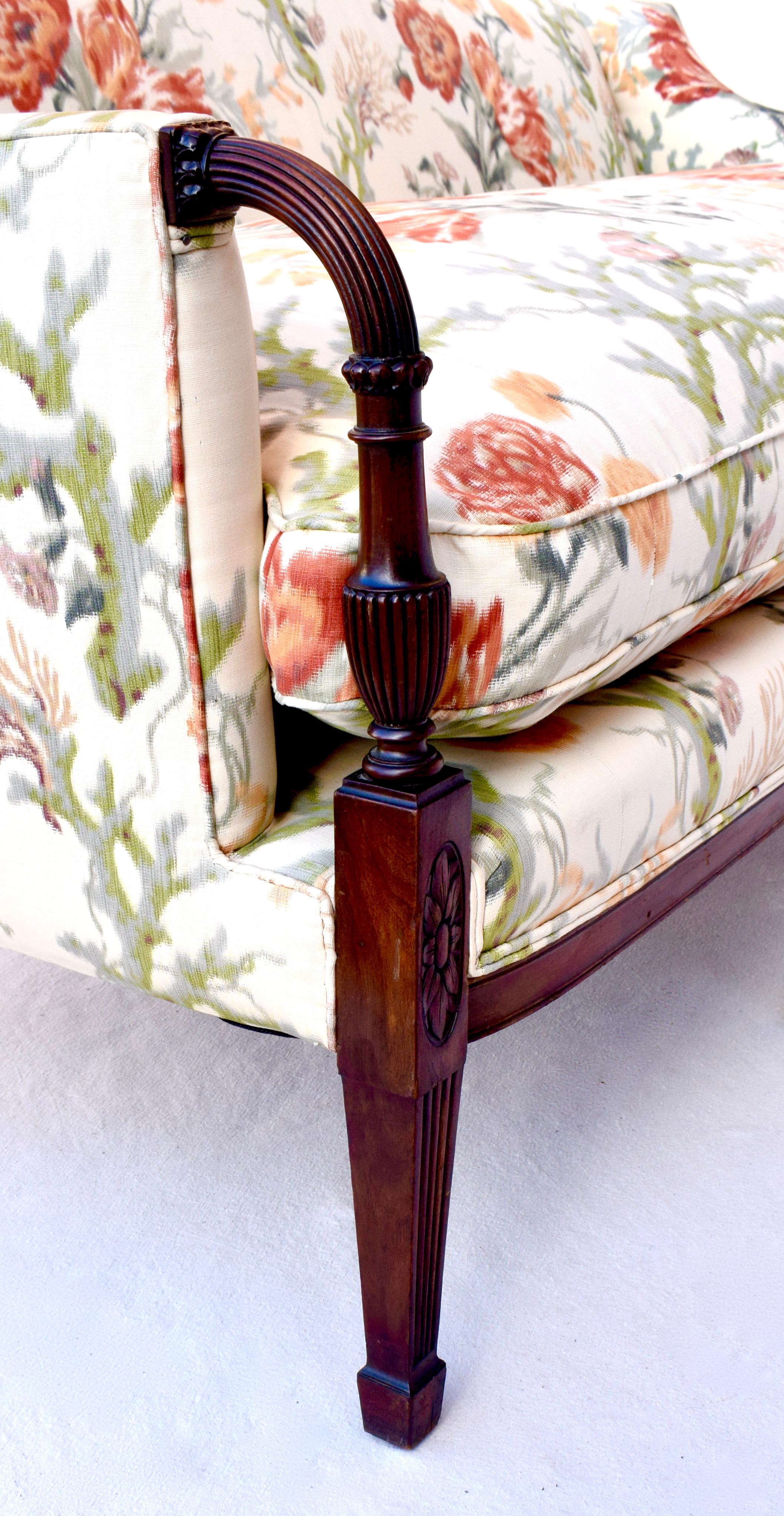 19th Century Mahogany Wood Federal Sheraton Style Sofa at 1stDibs