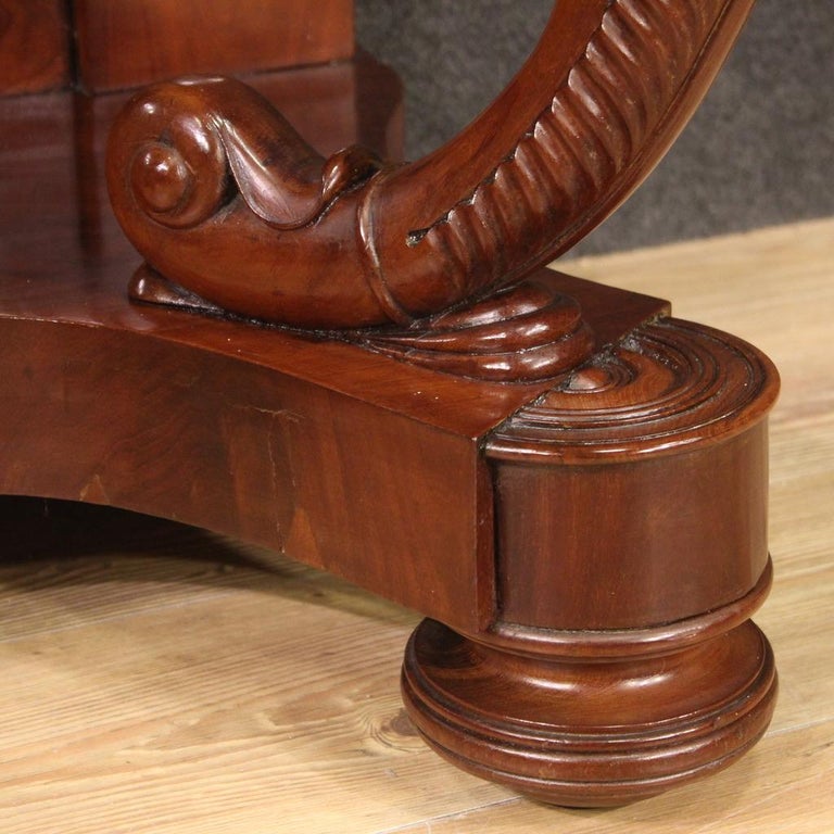19th Century Mahogany Wood with Marble Top Charles X Style Italian ...