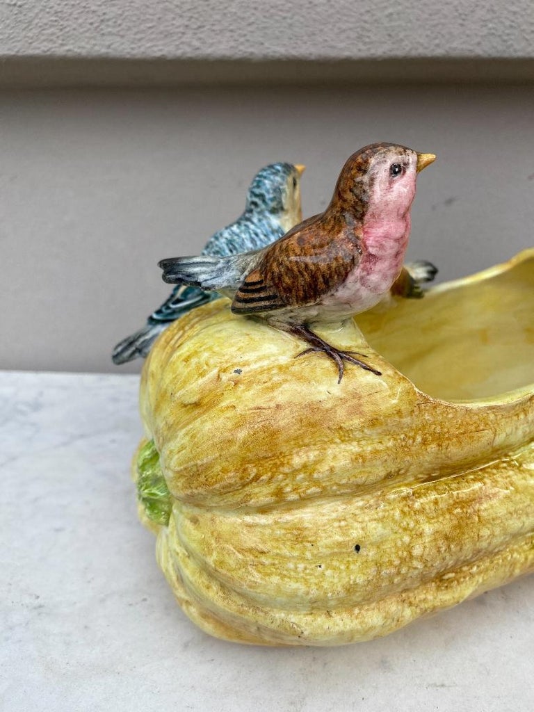 19th Century Majolica Birds Squash Jardinière Delphin Massier at 1stDibs