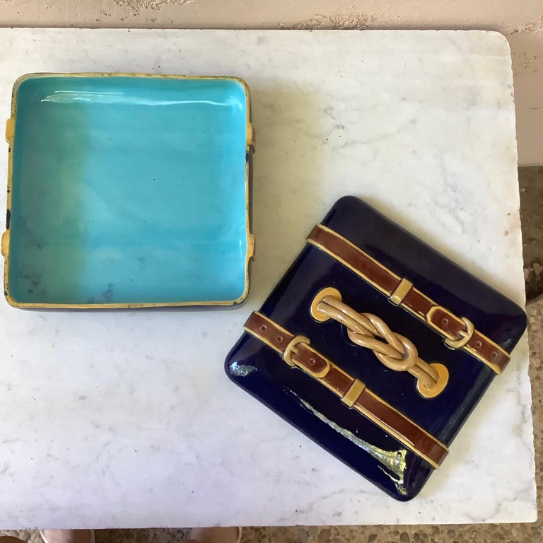 19th Century Majolica Brown Westhead Moore Box For Sale at 1stDibs