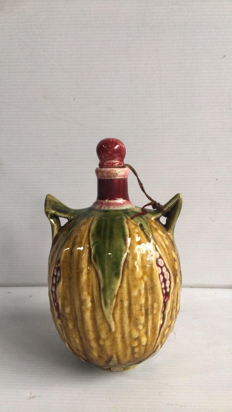 19th Century Majolica Pomegranate Liquor Pitcher For Sale at 1stDibs