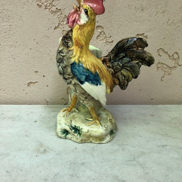 19th Century Majolica Rooster Vase Massier at 1stDibs