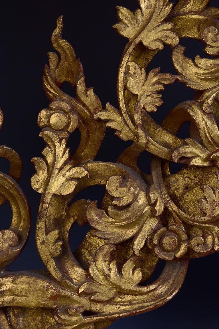 19th Century, Mandalay, Antique Burmese Wood Carving with Gilded Gold ...