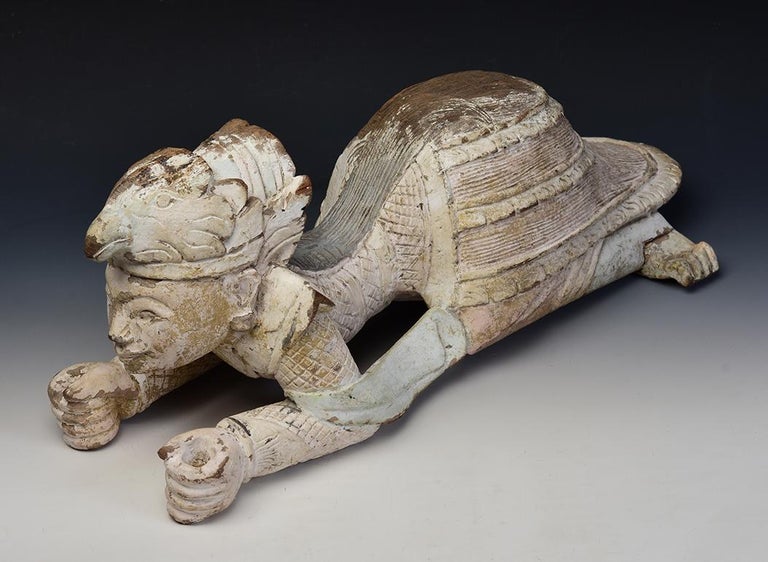 19th Century, Mandalay, Antique Burmese Wooden Angel Figurine For Sale ...