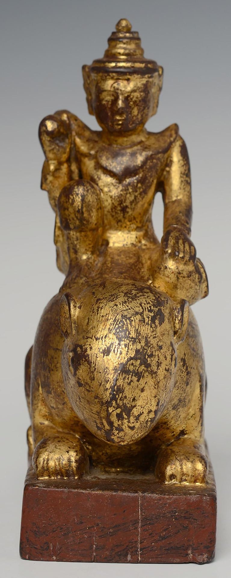 19th Century, Mandalay, Antique Burmese Wooden Angel Riding Mouse For ...