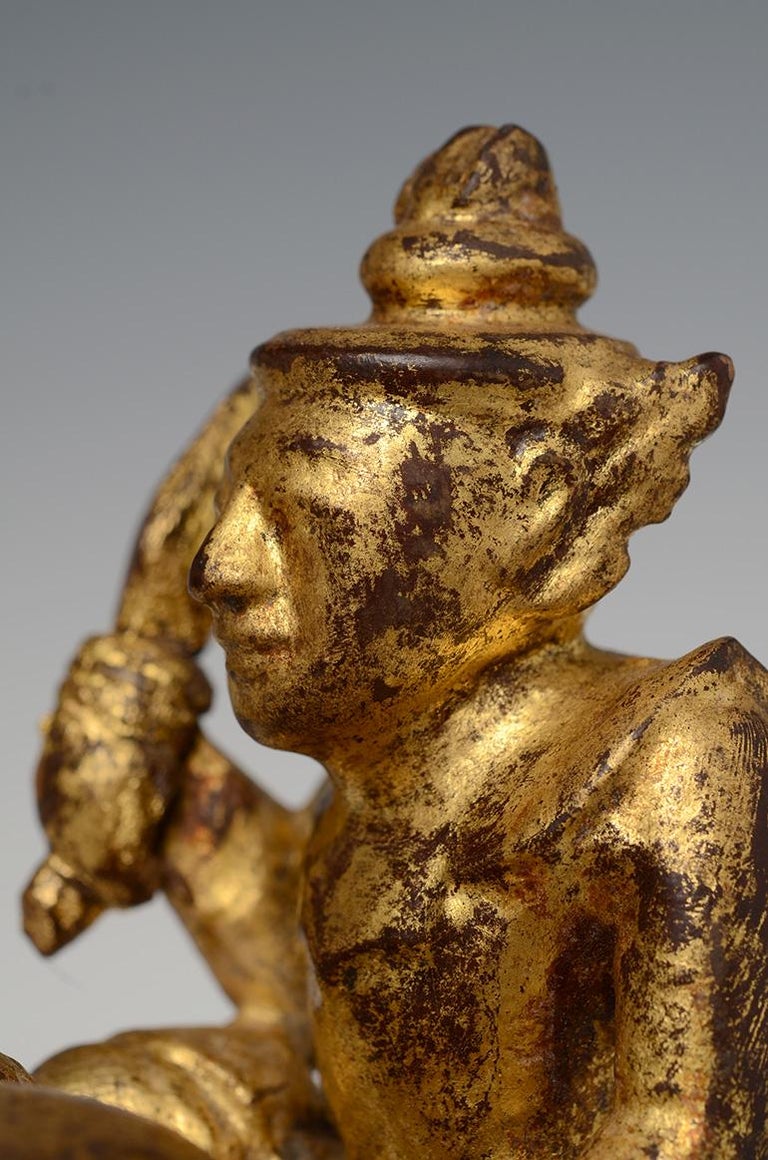 19th Century, Mandalay, Antique Burmese Wooden Angel Riding Tiger For ...