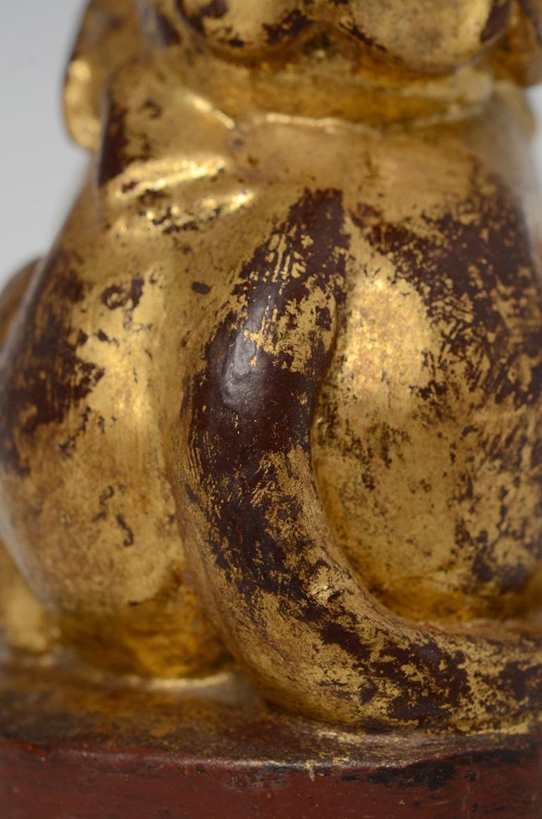 19th Century, Mandalay, Antique Burmese Wooden Angel Riding Tiger For ...