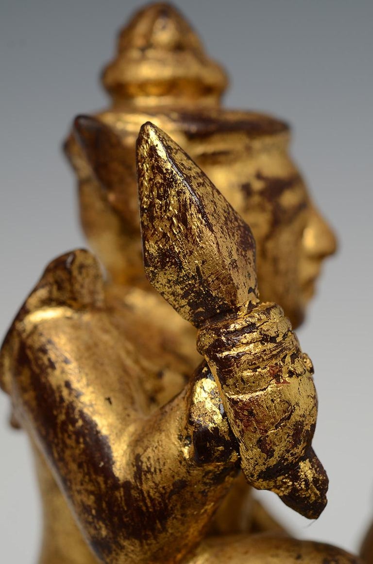 19th Century, Mandalay, Antique Burmese Wooden Angel Riding Tiger For ...