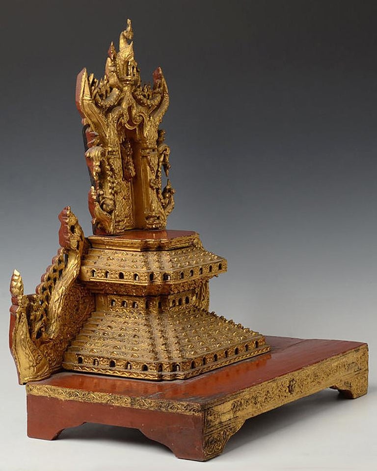 19th Century, Mandalay, Antique Burmese Wooden Buddha's Throne For Sale ...