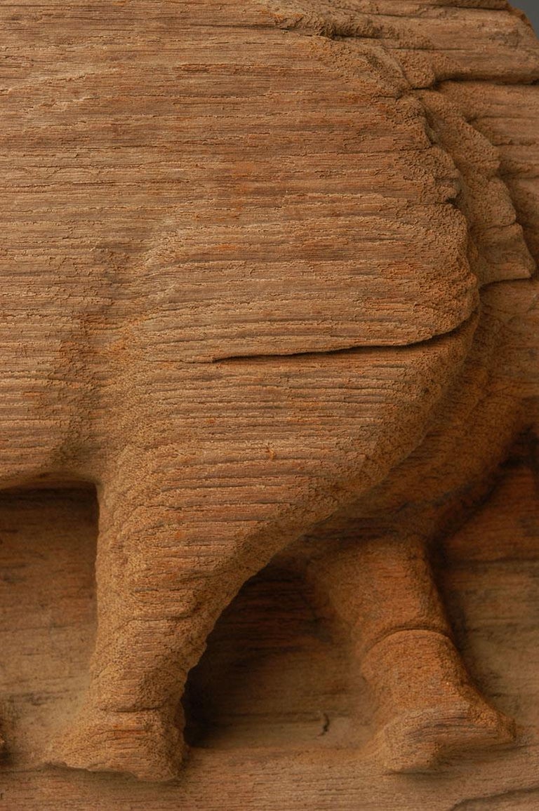 19th Century, Mandalay, Antique Burmese Wood Carving Panel with Animal ...