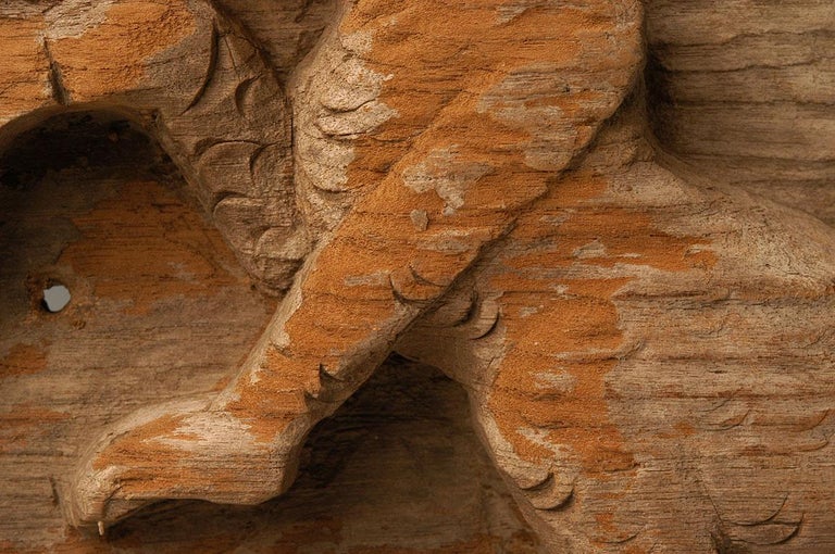 19th Century, Mandalay, Antique Burmese Wood Carving Panel with Animal ...