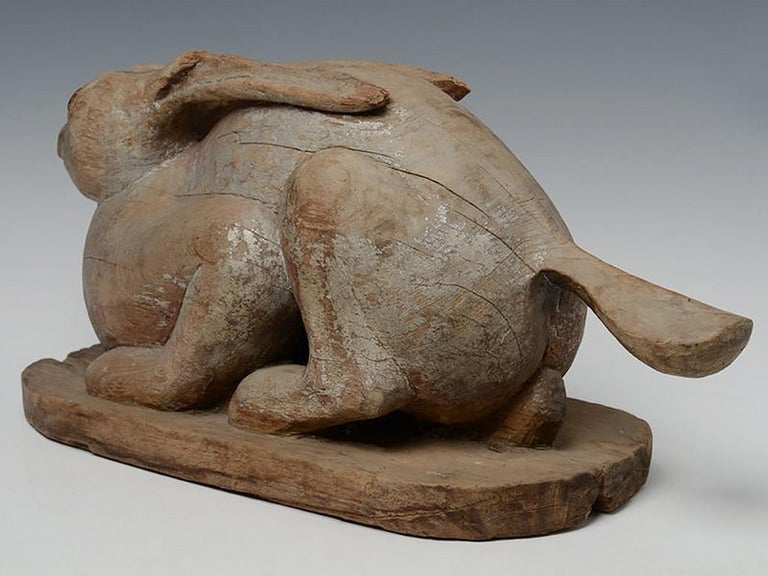 19th Century, Mandalay, Antique Burmese Wooden Rabbit For Sale at 1stDibs
