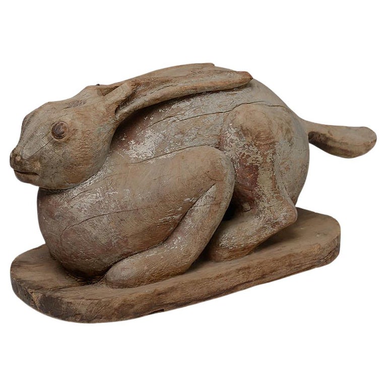 19th Century, Mandalay, Antique Burmese Wooden Rabbit For Sale at 1stDibs